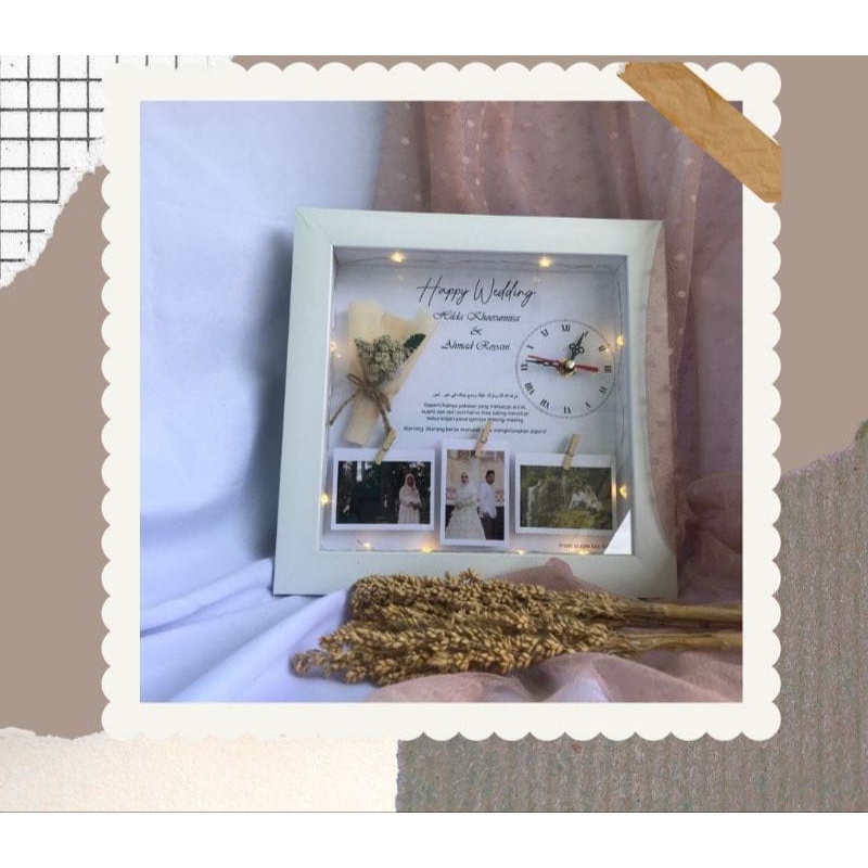 Jual frame box 3d ukuran 20x20 include jam | Shopee Indonesia