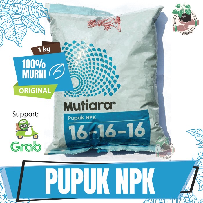 Jual Pupuk Tanaman Hias Bunga dan Buah NPK Mutiara 16 16 16 Pak Tani 1 Kg Asli Kemasan Pabrik ...