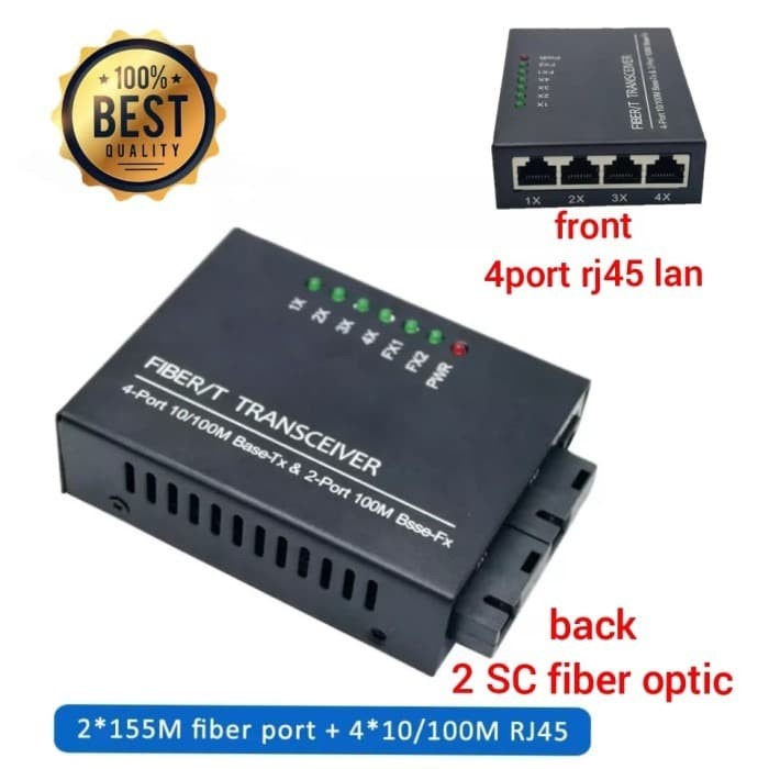Jual Ethernet Fiber Switch 4 Rj45 2 Sc Optik Media Converter Single ...
