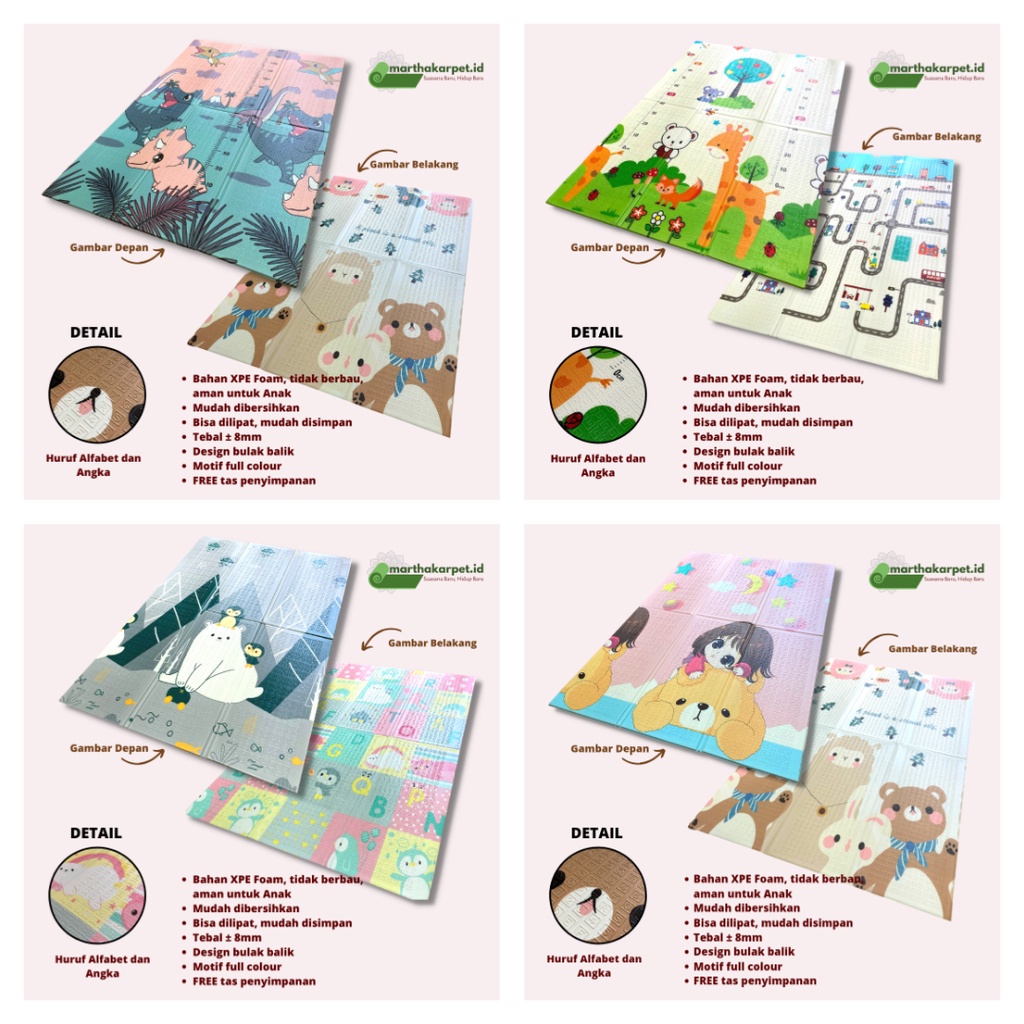 Jual [MARTHA KARPET ] Baby Playmat Matras Foam Bayi Karpet Tikar Lipat ...