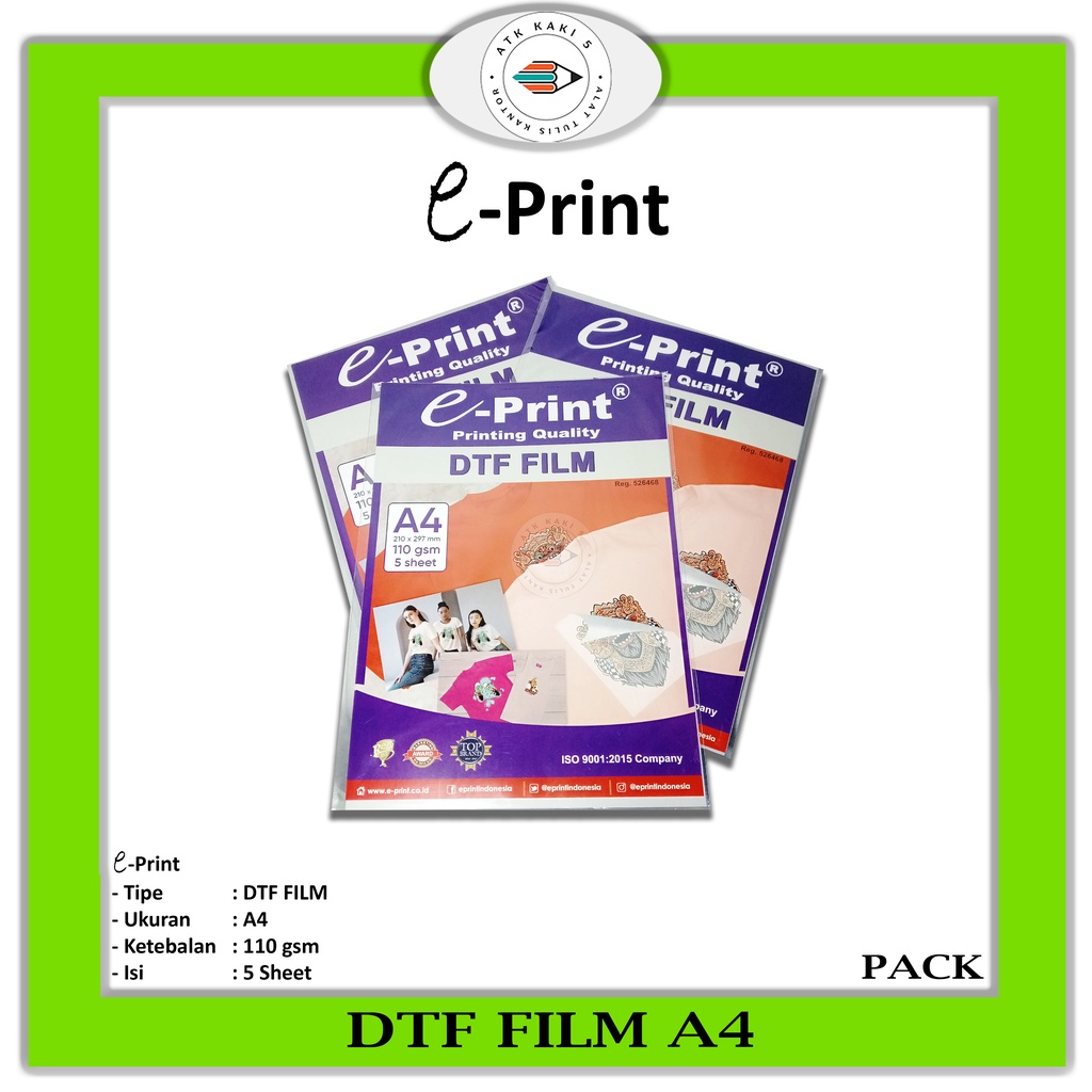 Jual EPRINT - Kertas Print DTF Sablon Digital Tranfers Paper A4 5 ...