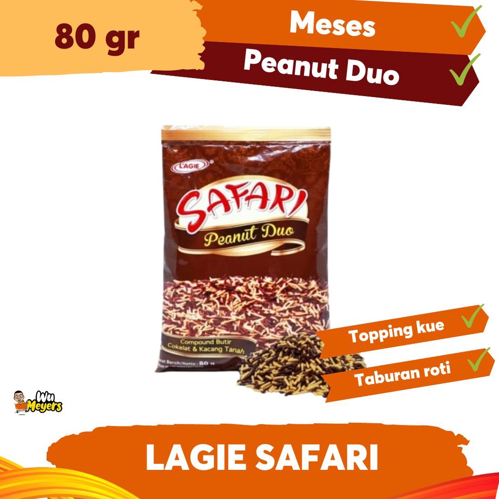 Jual L'agie Safari Peanut Duo Meises Coklat Kacang 80gr | Shopee Indonesia