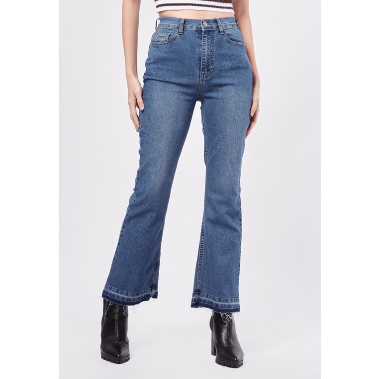 Jual COLORBOX Ripped Flare Denim Pants Blue | Shopee Indonesia