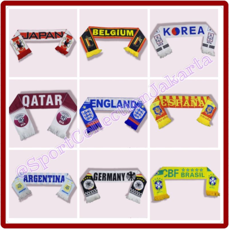 Jual Syal Negara Piala Dunia 2022 / Football Scarf / Syal Pria / Scarf ...