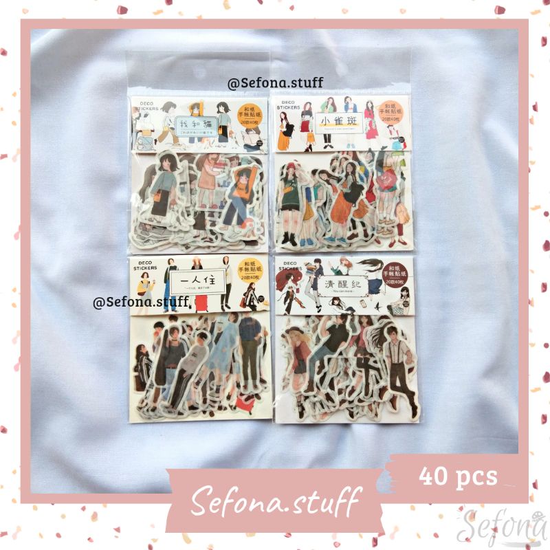 Jual 40 Stiker Deco Pack Kawaii Cute Cartoon Girls & Boys Character ...