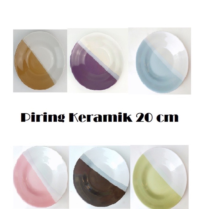 Jual Piring Keramik Two Tone / Piring Makan Cantik diameter 20 cm ...