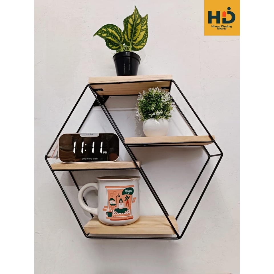 Jual Rak Dinding Besi Hexagonal Dekorasi Ruangan | Shopee Indonesia