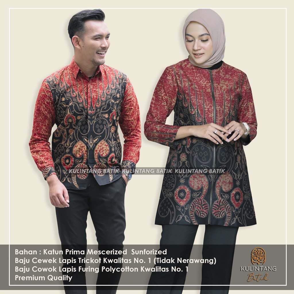 Jual Kulintang Batik Couple Kerja Kantor Modern Kemeja Blouse Lengan ...