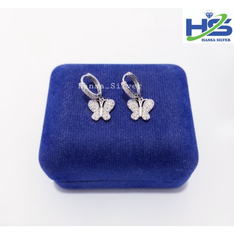 Jual Anting Perak Silver Asli 925 Lapis Emas Putih Model Jepit Kupu kupu - Anting Wanita Anti ...