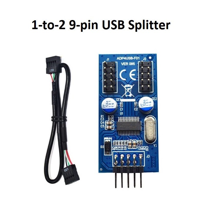 Jual 1-to-2 9-pin USB Splitter Motherboard Bluetooth Adapter F_USB ...