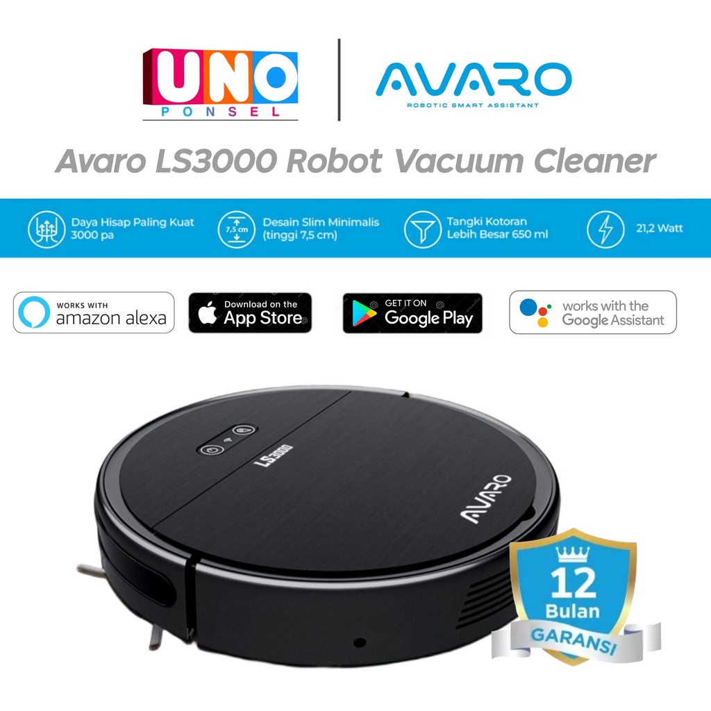 Jual AVARO LS3000 Robot Vacuum Cleaner 3000Pa Strong Suction | Shopee ...
