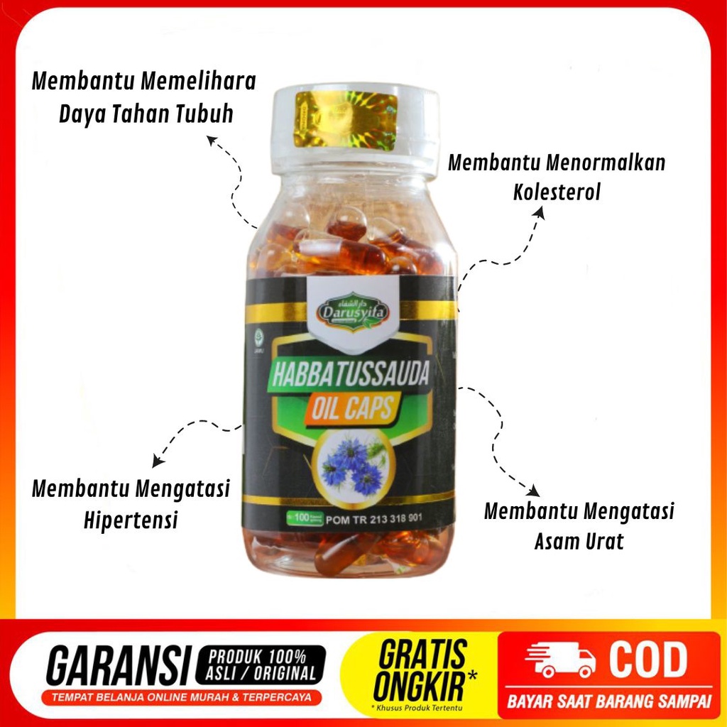 Jual Habbatussauda Oil Caps Darusyifa Isi 100 Kapsul Obat Asam Urat /Kolesterol Nyeri Sendi ...