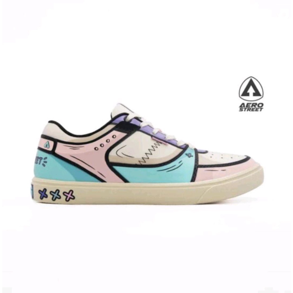 Jual Aerostreet Sneakers 2D Hoops Low, Krem Toska Pink, Putih Biru Muda ...