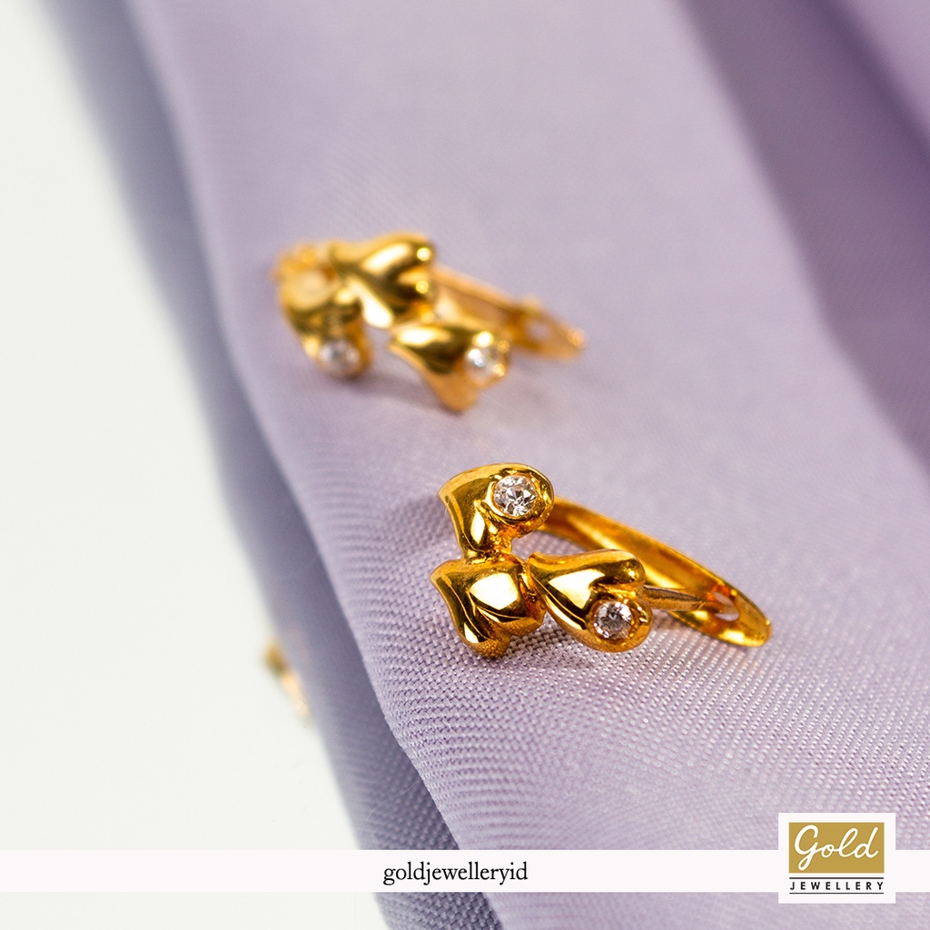 Jual Anting emas kuning kadar 700 16k - X708102200 - model hati tumpuk ...