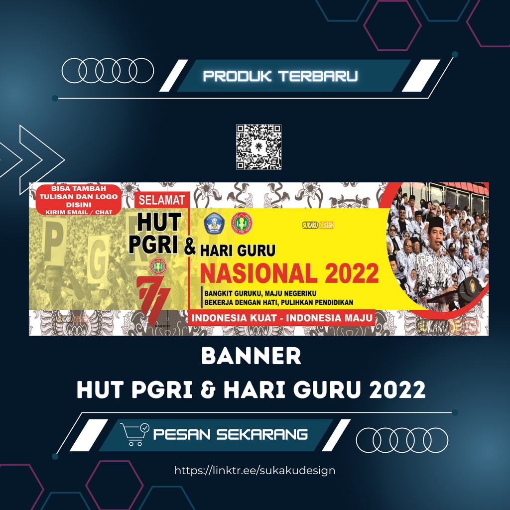 Jual BANNER / SPANDUK HUT PGRI & HARI GURU 77 Tahun 2022 / Bisa COD | Shopee Indonesia