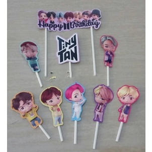 Jual topper kue /cake /cupcake ulang tahun bts karakter | Shopee Indonesia