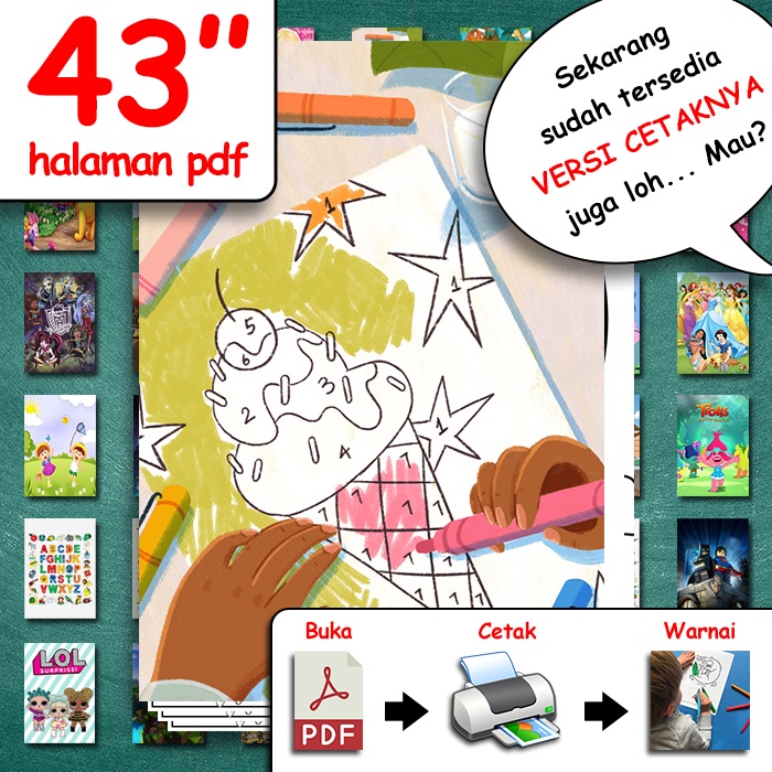 Jual Buku mewarnai anak (non-fisik) - Color by number / Warnai berdasar ...
