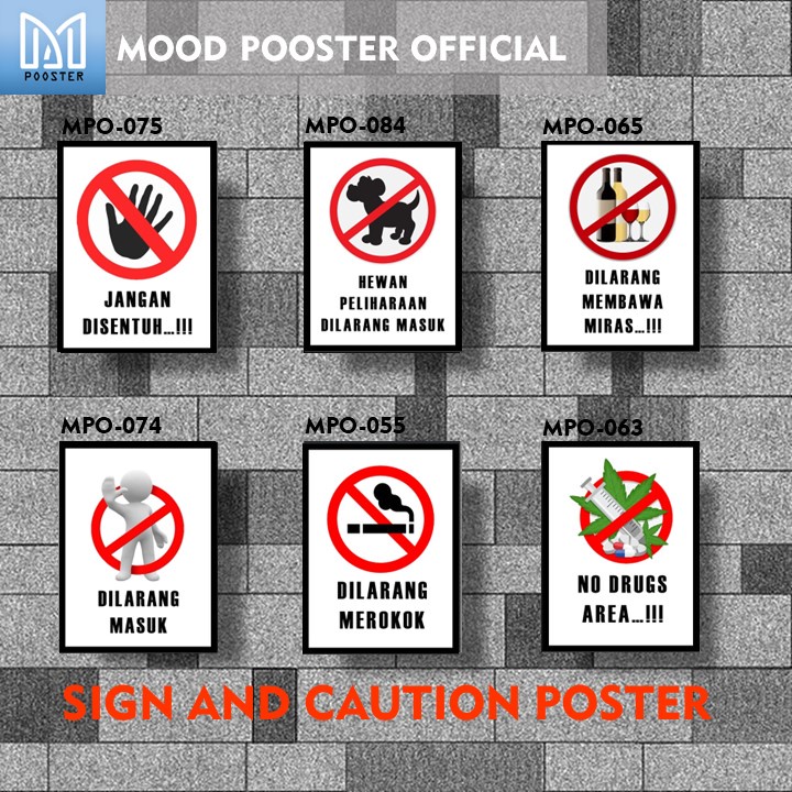 Jual POSTER TANDA PERINGATAN DAN PERHATIAN MINIMALIS UKURAN 14.5 X 19 ...