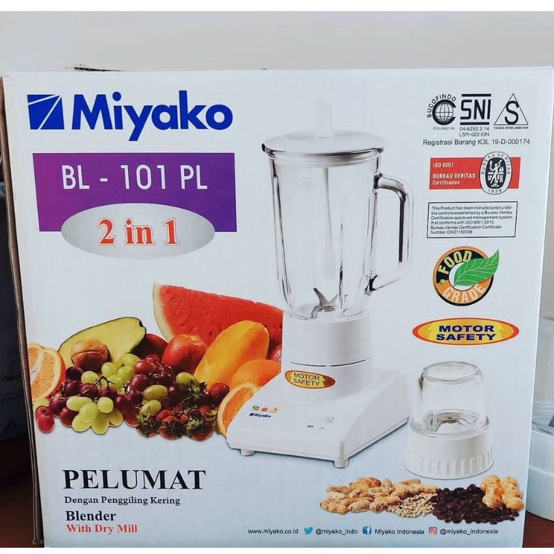 Jual Blender Miyako Plastik 2 in 1 Tabung BL101PL White - Dapur Karya ...
