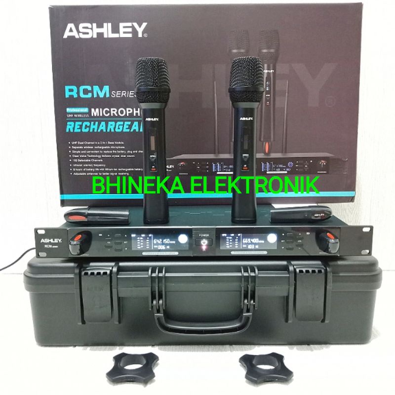 Jual mic wireless sistem cas ashley RCM original 2 mic pegang handheld ...