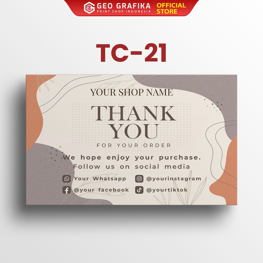 Jual Thank You Card / Kartu Ucapan Terima Kasih Aesthetic Online Shop Custom Free Desain - Geo ...