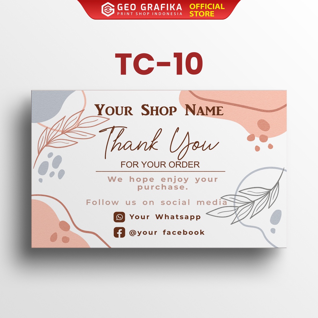 Jual Thank You Card / Kartu Ucapan Terima Kasih Aesthetic Online Shop Custom Free Desain - Geo ...