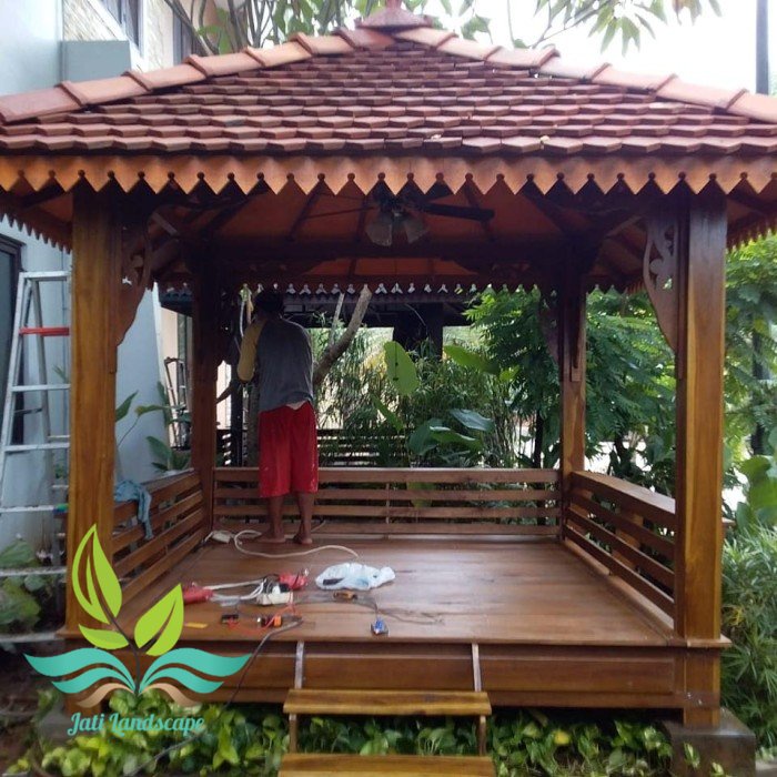 Jual Saung Gazebo kayu jati ( Atap model genteng sirap) | Shopee Indonesia