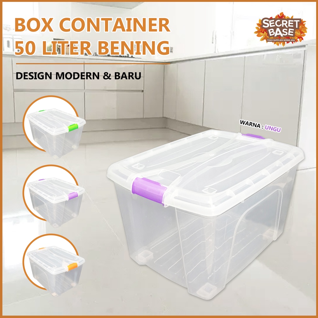 Jual BOX CONTAINER 50 LITER + RODA - Transparan / Box Serbaguna Bening ...