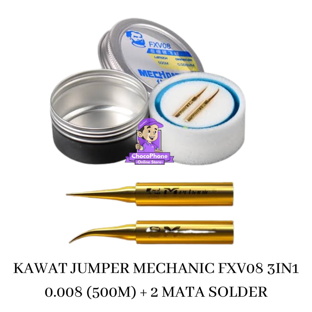 Jual KAWAT JUMPER MECHANIC FXV08 0.008 MM 500M + 2 MATA SOLDER STATION ORIGINAL | Shopee Indonesia