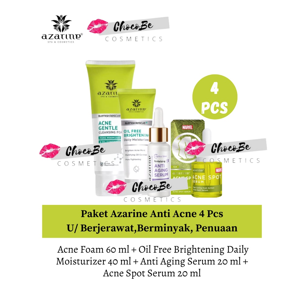 Jual Paket Azarine Anti Acne 4 Pcs U/ Kulit Berminyak dan Berjerawat ...