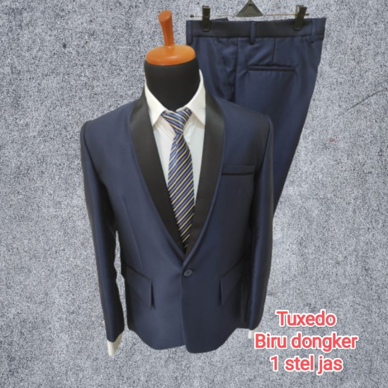 Jual 1 stel jas TUXEDO Biru dongker semi woll kilap jas wedding jas ...