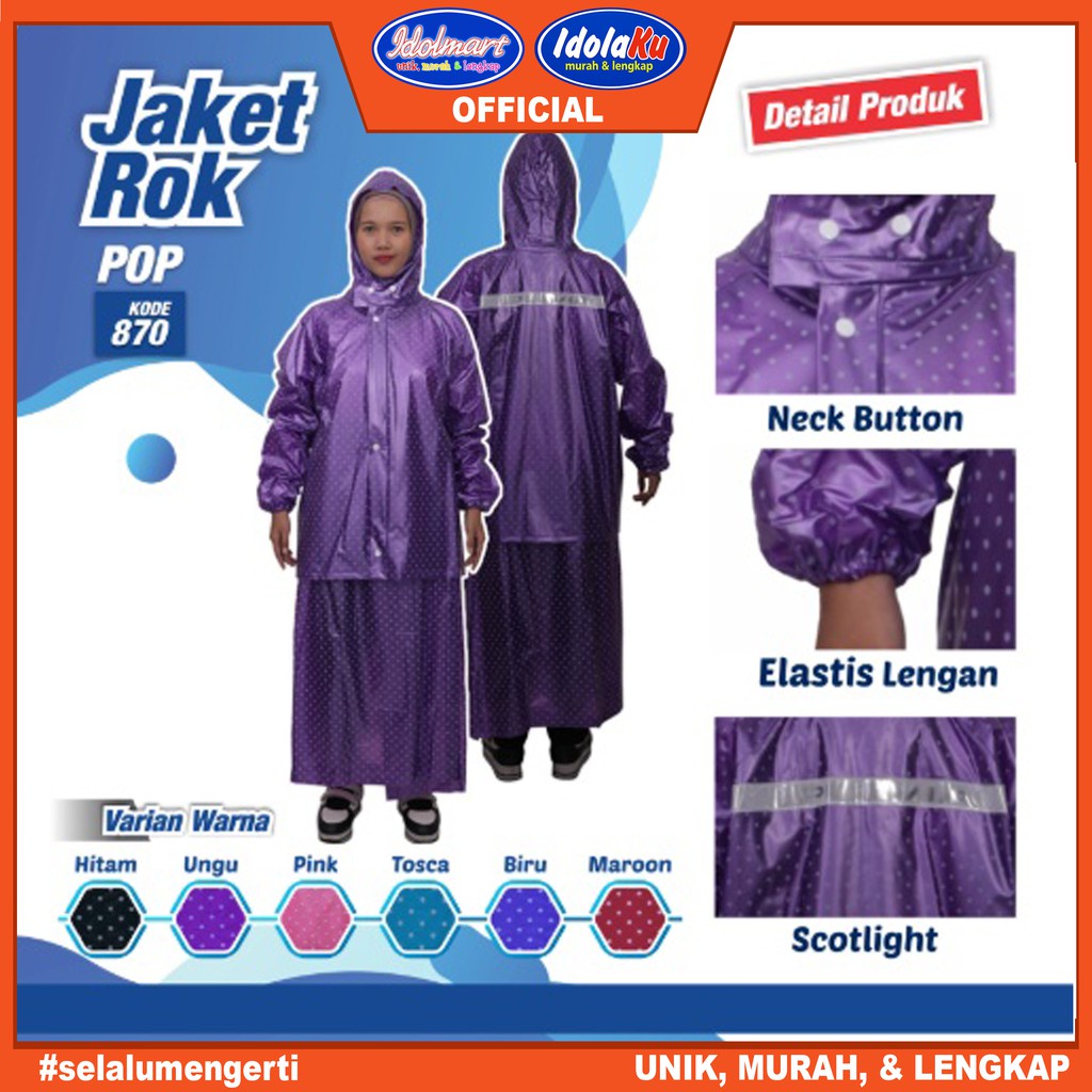 Jual IDOLMART Jas Hujan Plevia 870 Jaket Rok / Jas hujan wanita Rok 870 ...