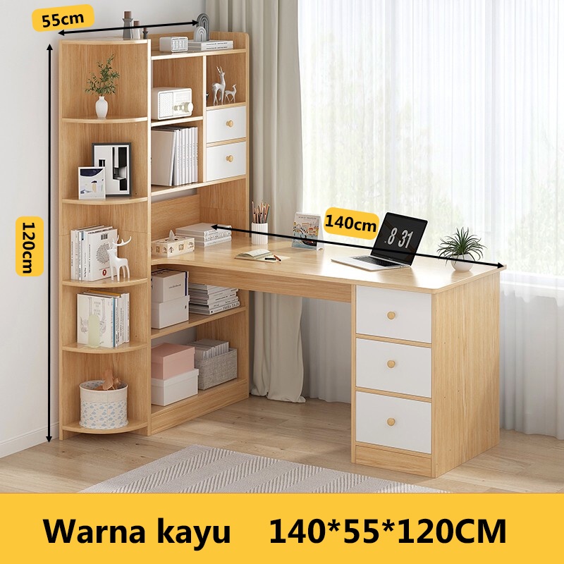 Jual IH meja Kantor/Meja belaja Sudut dengan Rak Buku/Meja Komputer ...