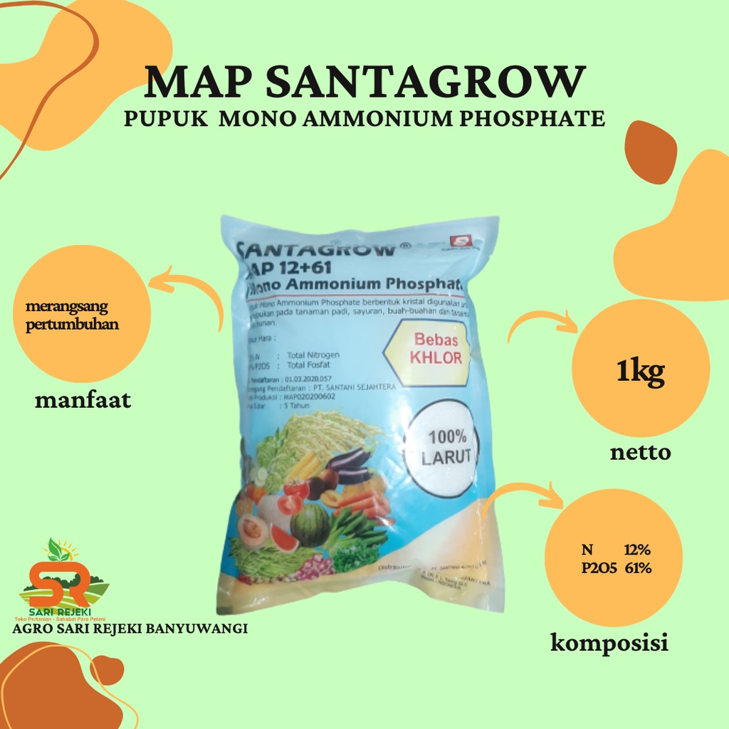 Jual PUPUK MAP SANTAGROW 12+61 1KG | Shopee Indonesia