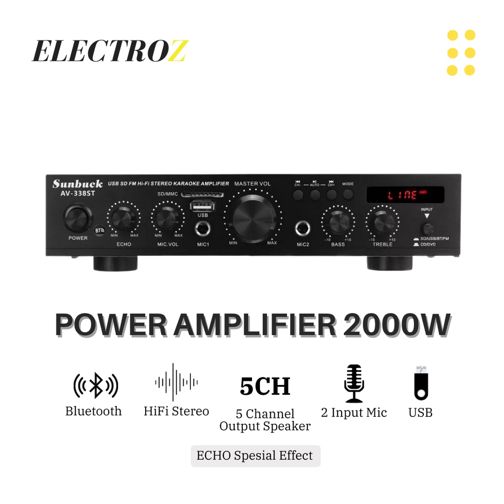 Jual Amplifier Ampli Power 2000 Watt Audio 5 Channel Bluetooth 5.0 ...