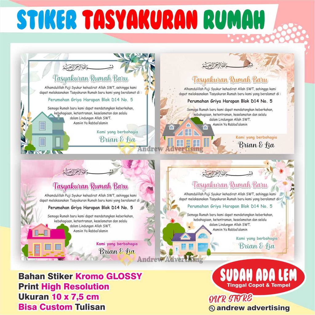Jual Stiker / Kartu Tasyakuran Rumah Baru atau Pindahan Rumah | Shopee ...