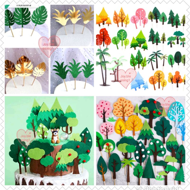 Jual TOPPER NATAL CUPCAKE DAUN PAKIS/DAUN MONSTERA/TOPPER POHON HUTAN ...