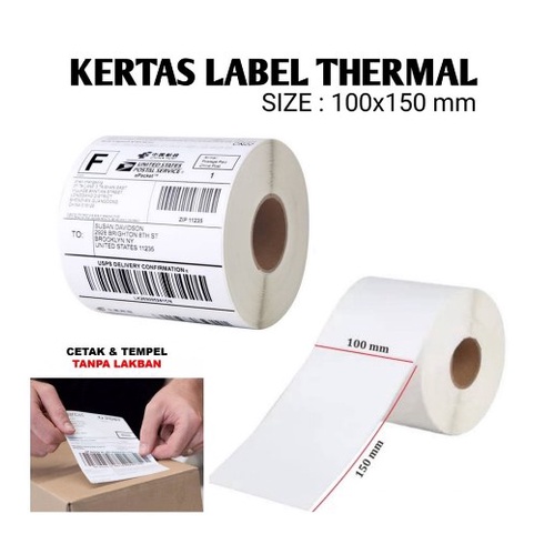 Jual KERTAS THERMAL - KERTAS PRINT RESI JOB THERMAL TEMPEL 100x150mm (ISI 250 LEMBAR) | Shopee ...