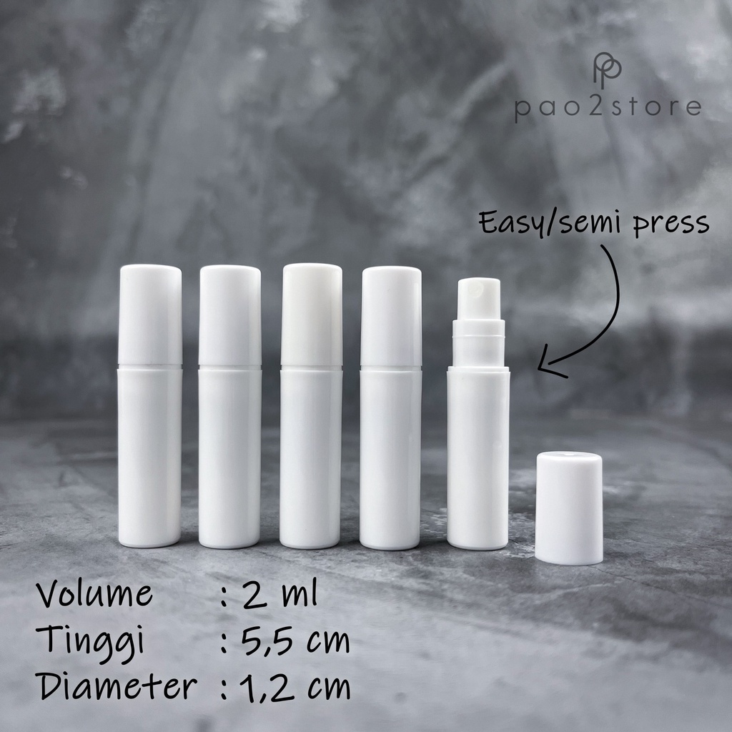 Jual Botol Parfum Spray Plastik PUTIH 2ml / Model Vial Easy Semi Press ...