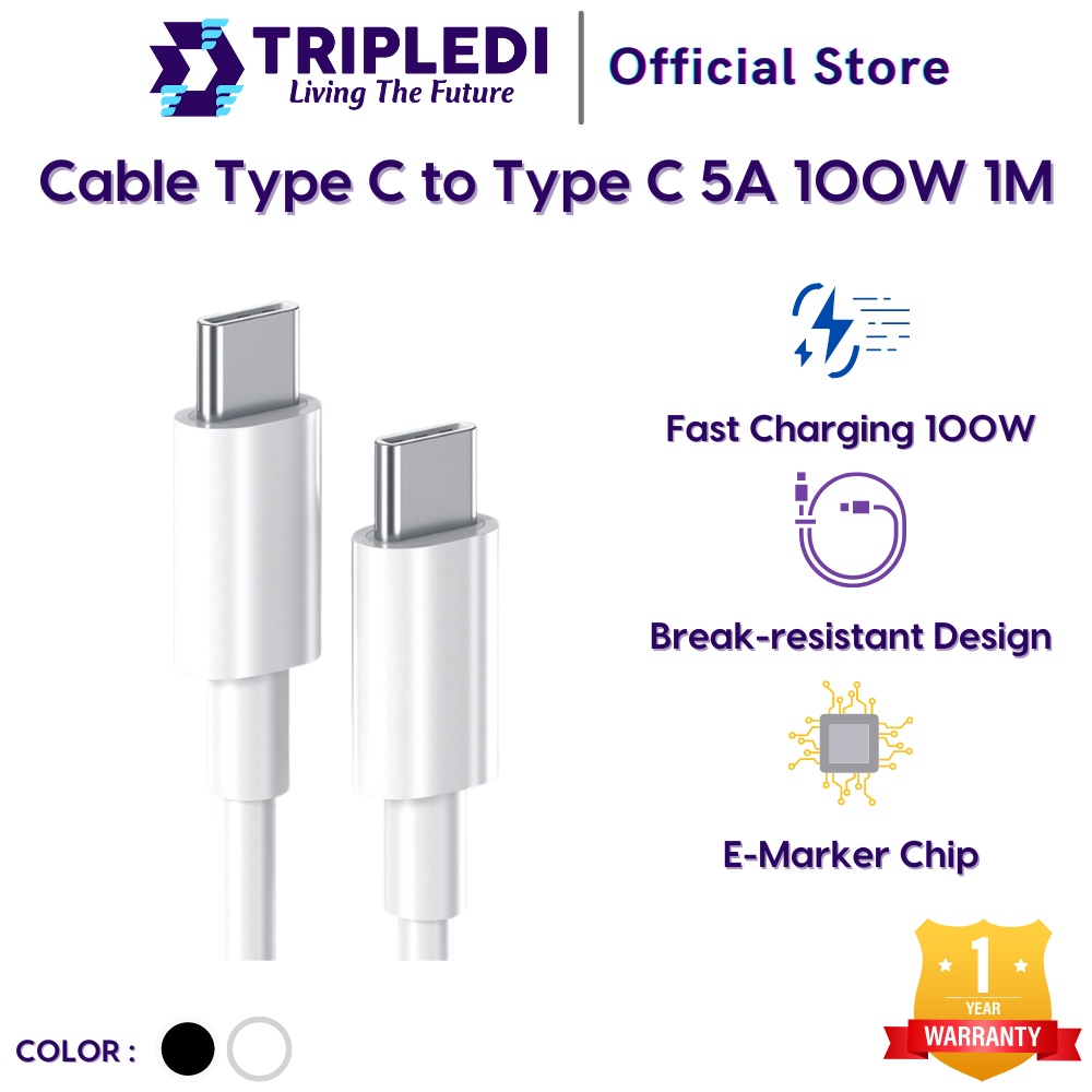 Jual TRIPLEDI Kabel Data Type C to USB C Phone QC Fast Charging iPad ...