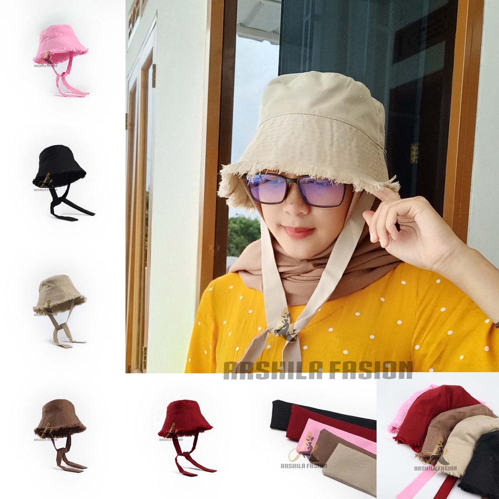 Jual TOPI BUCKET WIDE RAWIS TALI PANJANG / BUCKET SELEBGRAM WIDE RAWIS ...