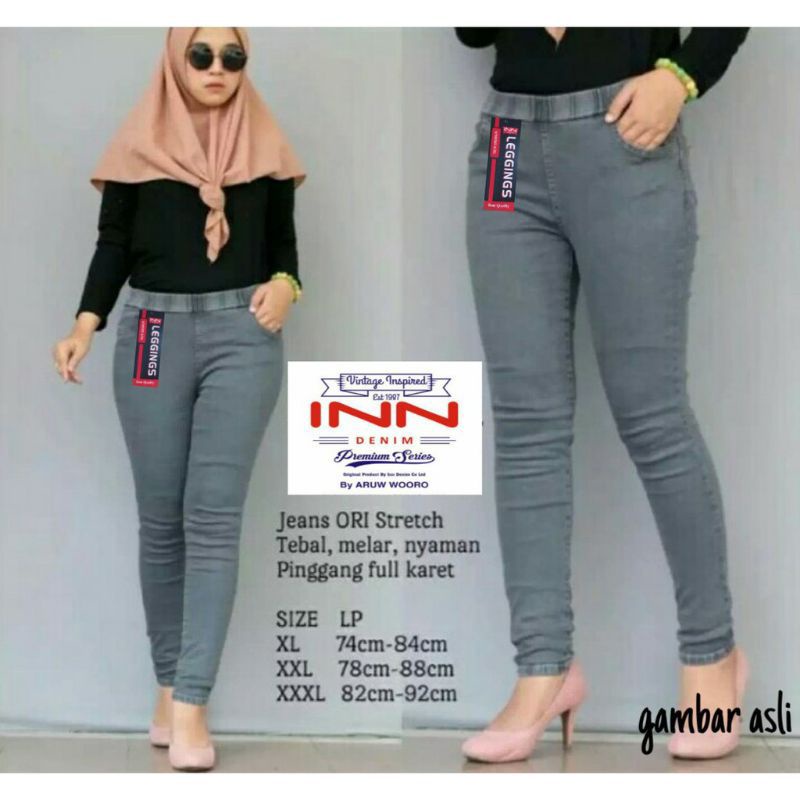 Jual Celana Jeans Legging Wanita Terkini Pinggang Karet Full Bisa Cod ...