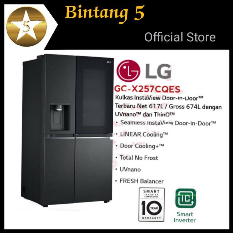 Jual LG KULKAS 2 PINTU SIDE BY SIDE LG GCX257CQES Kulkas lg instaview inverter gcx257 gc ...