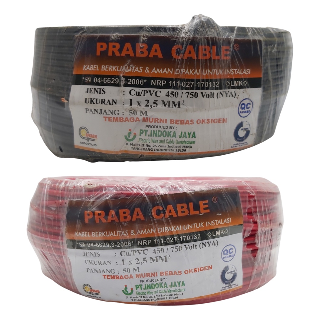 Jual Kabel NYA Praba 2.5mm 50 Meter SNI Kabel Listrik Tunggal Tembaga 2 ...