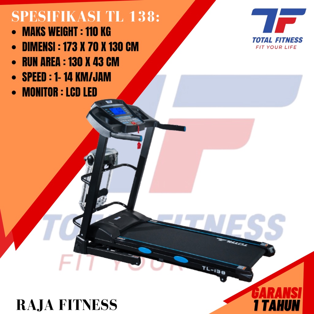 Jual Treadmill elektrik 2 HP TL138 Alat olahraga fitness Lari TL 138 ...