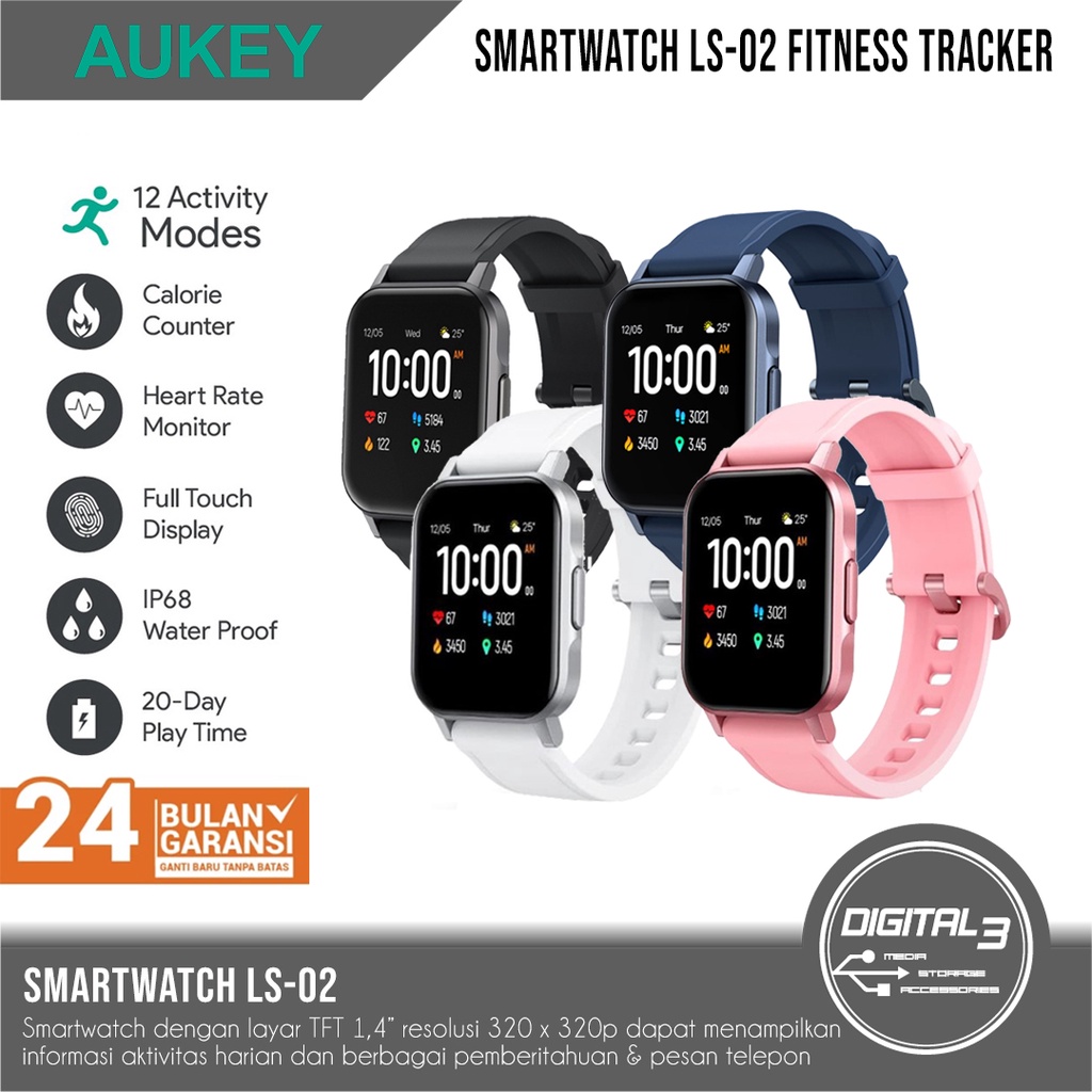 Jual Aukey Smart Watch LS-02 LS02 Outdoor Jam Jogging Fitness Tracker ...