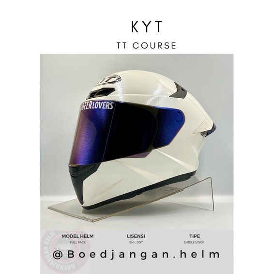 Jual KYT HELM TT COURSE SOLID WHITE GLOSSY - KYT FULL FACE - TTC POLOS - KYT TTC - TT COURSE ...