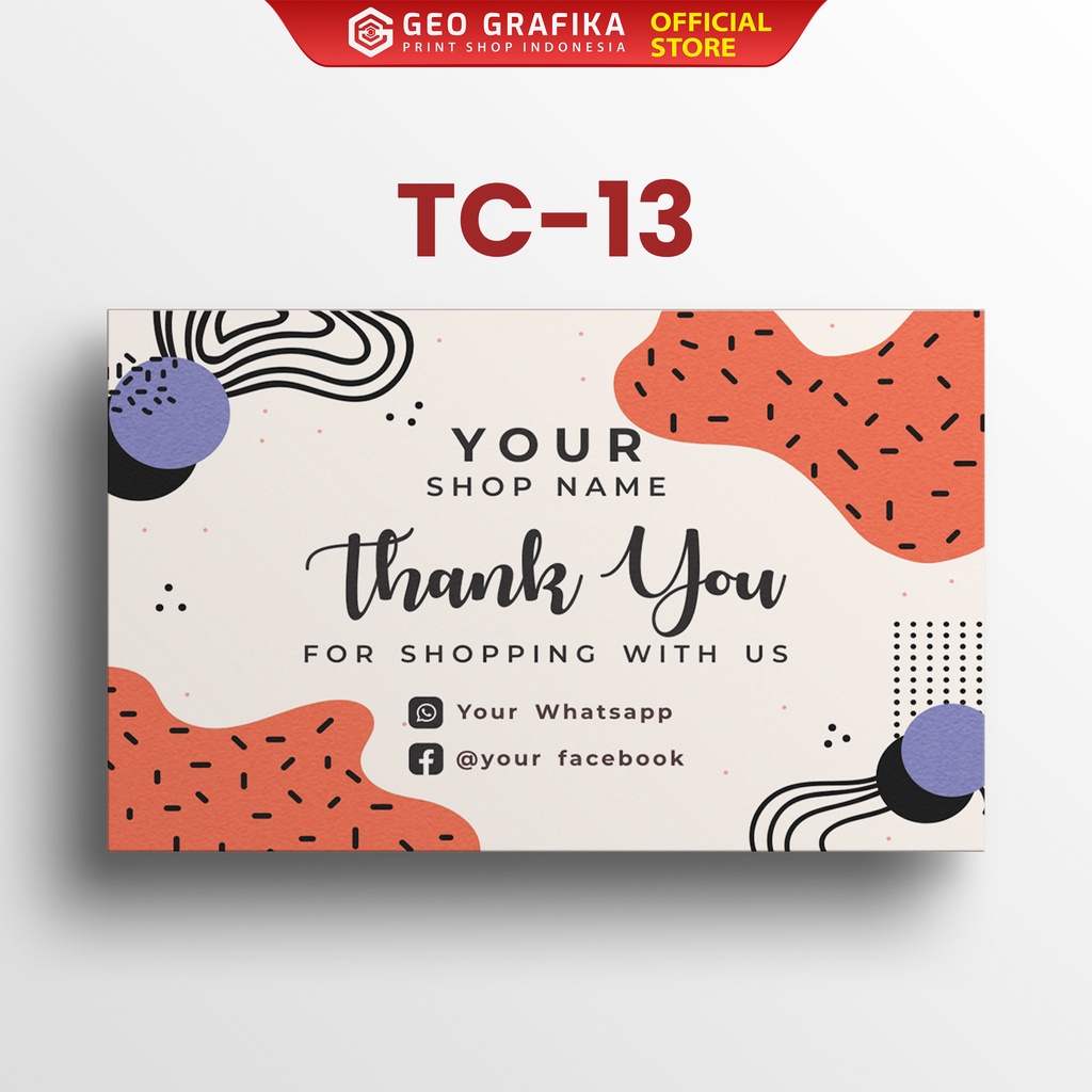 Jual Thank You Card / Kartu Ucapan Terima Kasih Aesthetic Online Shop Custom Free Desain - Geo ...