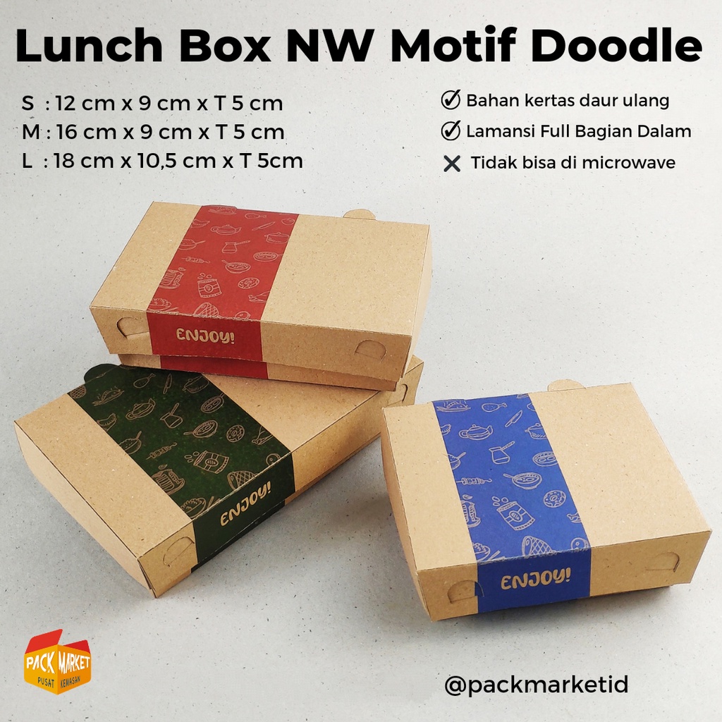 Jual Paper Lunch Box Eco Motif Doodle / 1 pak isi 20pc | Shopee Indonesia