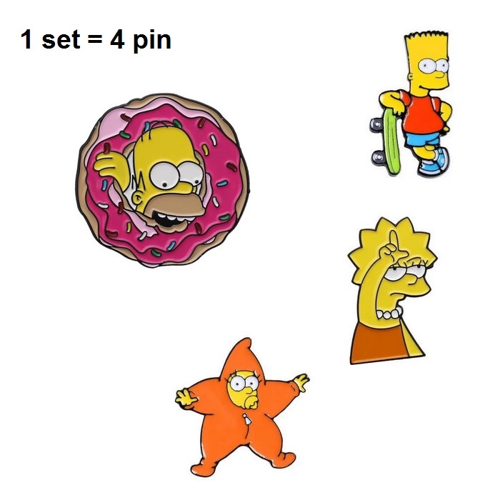 Jual Produk 1 Set Isi 4 Bros Pin Enamel The Simpsons Homer Marge Bart ...